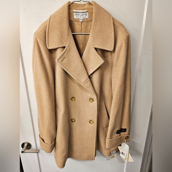 Larry Levine | Jackets & Coats | Nwt Pure Camel Hair Larry Levine Pea ...